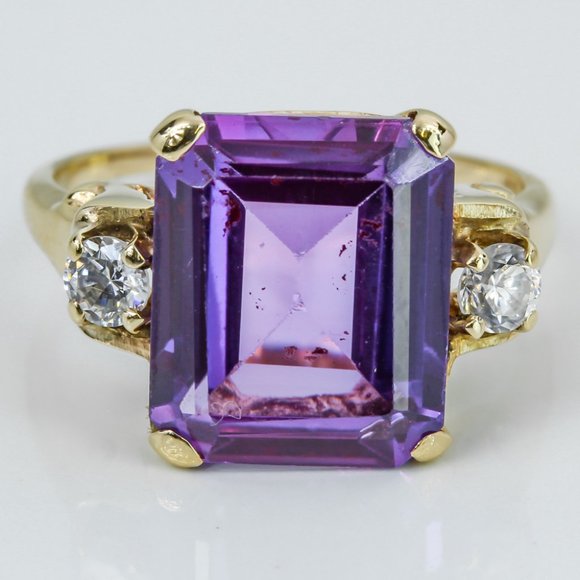 Jewelry | 14k Gold Purple Plum Emeraldcut Labcreated Sapphire And Cz ...